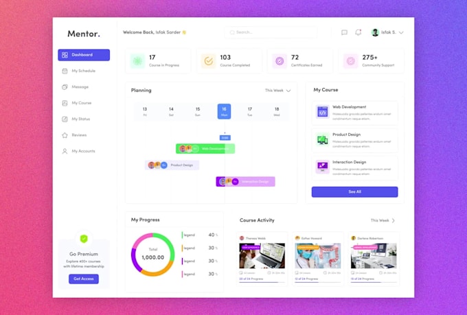 Design modern dashboard or webapp for admin panel by Designminta | Fiverr