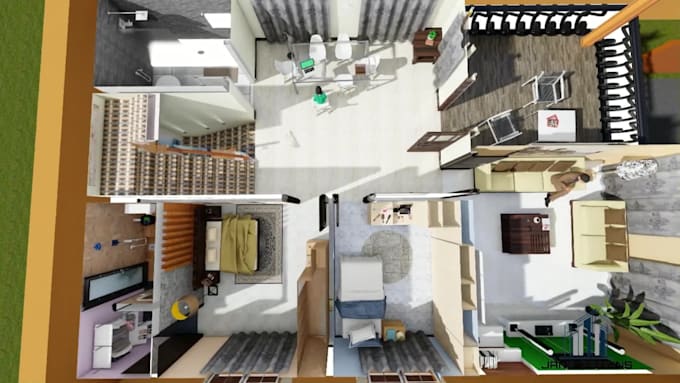 Do 3d floor plan interior and exterior rendering by Azm_bobby | Fiverr