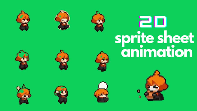 Design 2d sprite sheet,fnf sprite,rpg maker,rpg sprite 2d pixel art ...