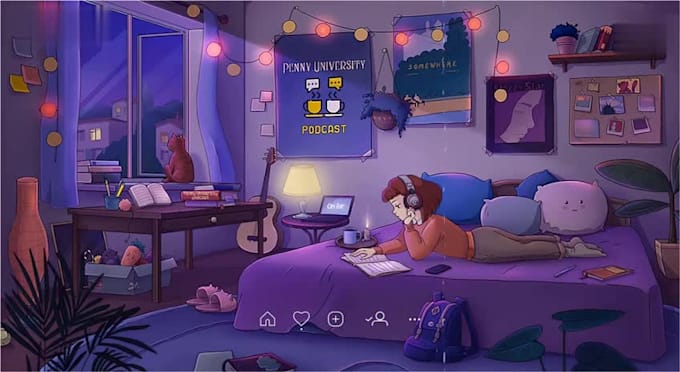 Create unique lofi loop animation lofi animation for music lofi video ...