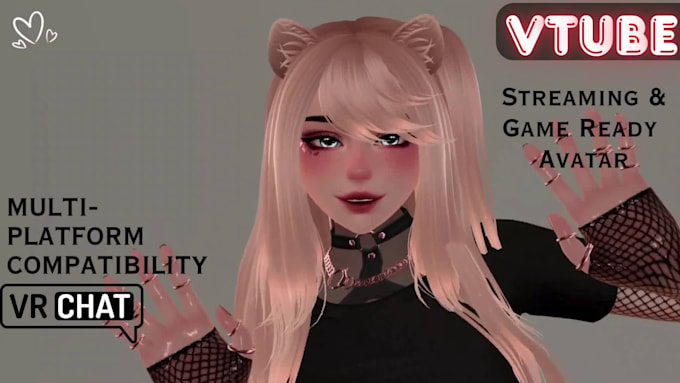 Design 3d vtuber avatar 3d vrchat avatar live2d model rigged model for ...