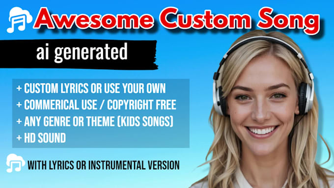 Create a custom ai generated song with lyrics in any genre by Donp88 | Fiverr