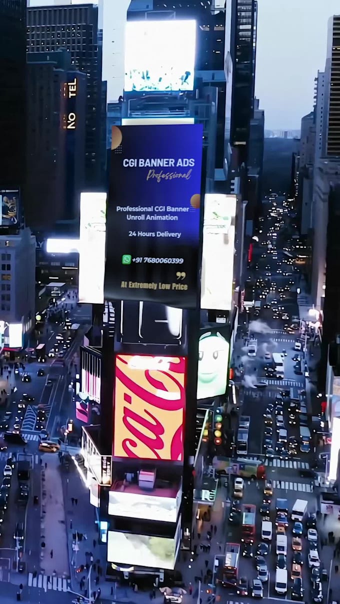 Create cgi banner unrolling ad of times square by Hookup_cgi | Fiverr