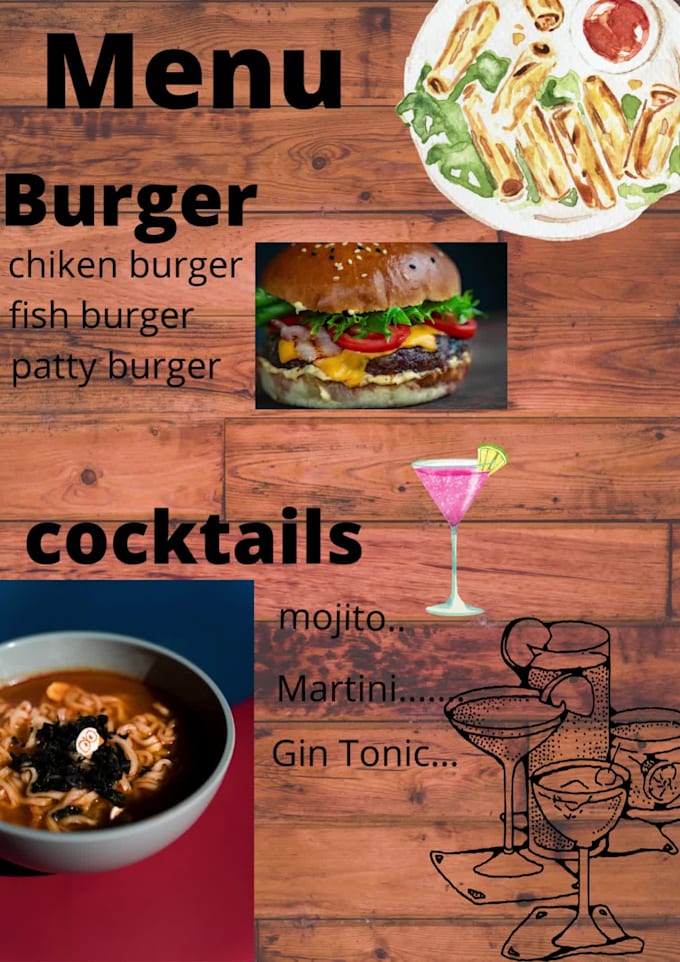 Make a modern and unique menu by Hafsaarshad0 | Fiverr