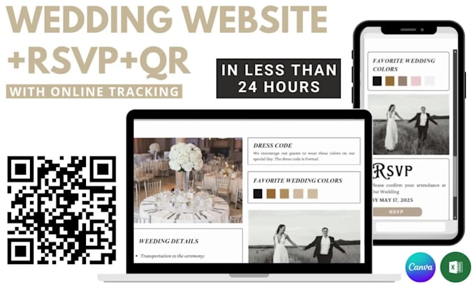 Create a custom wedding website with rsvp online tracking qr by Emeele ...