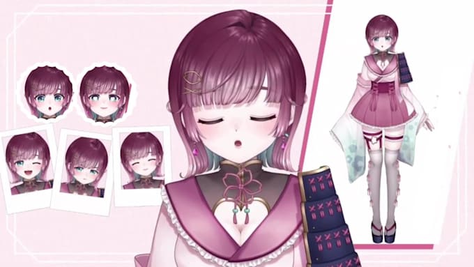 Draw a cute live2d vtuber model,vtuber rigging, vtuber design,vtube ...