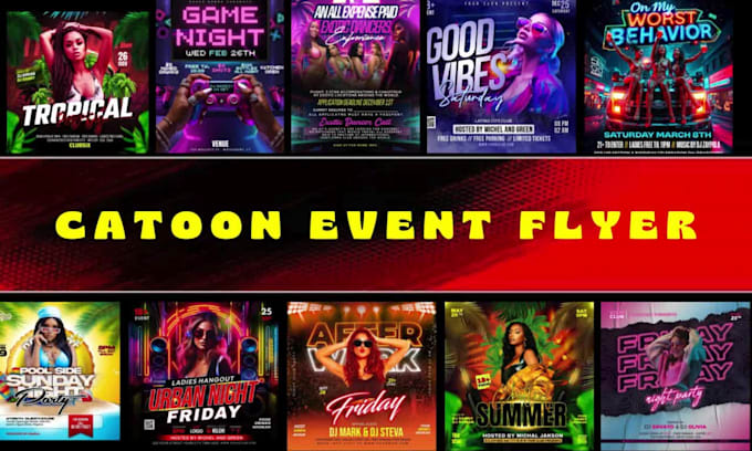 Design awesome event flyer cartoon event flyer birthday party event ...