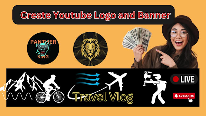 Create custom youtube logo and banner designs by Wasiqsiddiqu208 | Fiverr