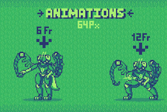 Animate a 64px pixel art for your video game by Rdgraphicdesing | Fiverr