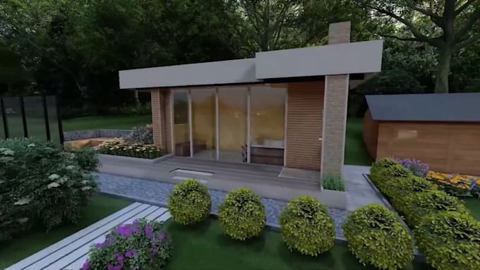 Do 3d landscape design, exterior, backyard patio rendering architecture ...