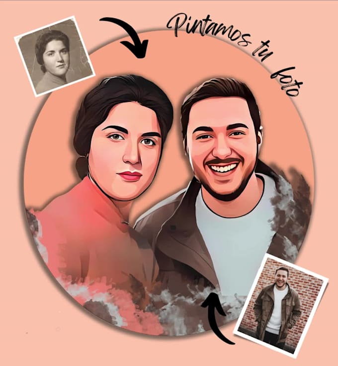 Custom made art personalized illustrated portraits by Karenglr | Fiverr