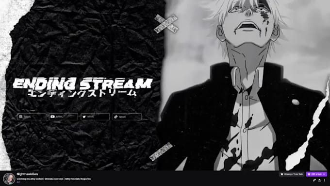 Animate jujutsu anime twitch stream overlay pack with personalization ...