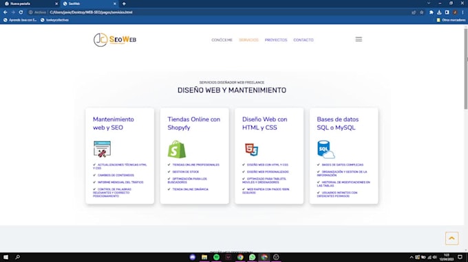 Design a web page for the user with html and css by Javierdm01 | Fiverr