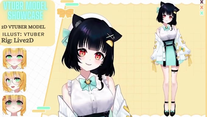 Draw and rig 2d vtuber model, live2d rigging, vtuber design, anime ...