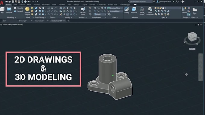 Draw mechanical 2d drawings and 3d modeling in autocad by Yaashdioo ...