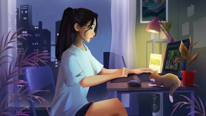 Create lofi loop animation and illustration with hip hop by Sirajul507 ...