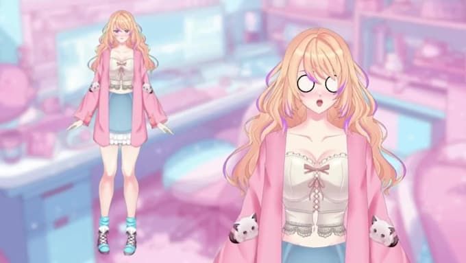 3d vtuber model anime vtuber commission rig vrchat 3d vtuber model ...