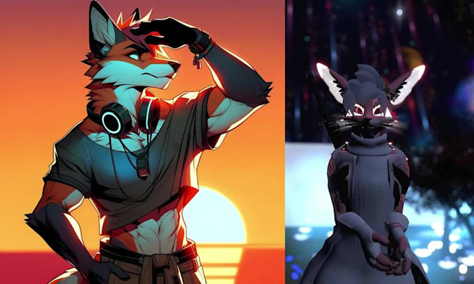 Do custom 3d vrchat furry avatar model and vtuber model animaze avatar ...