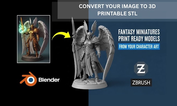 Design 3d printable stl models from your image, drawing or character ...