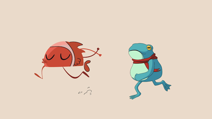 Create a 2d cute cartoon character animation gif by Aziiro | Fiverr