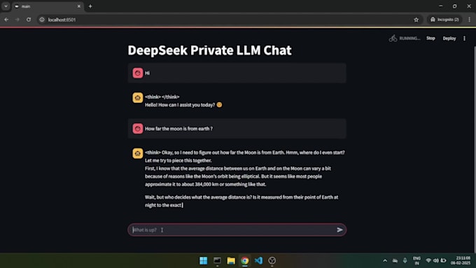 Built a private llm chat app with deepseek and streamlit by Uniexplo ...