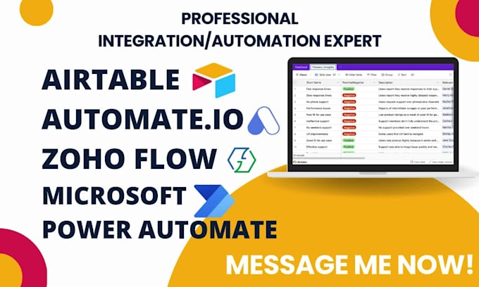 Airtable automation microsoft power automate automate io zoho flow integration by Thomasleow1 ...