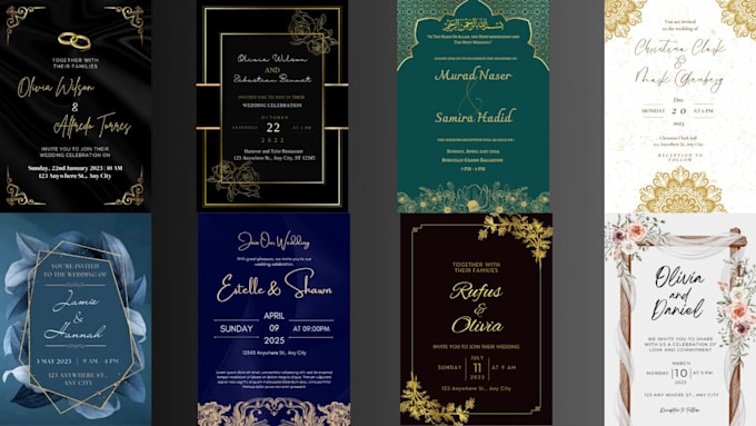 Design unique wedding invitation card with illustration by ...