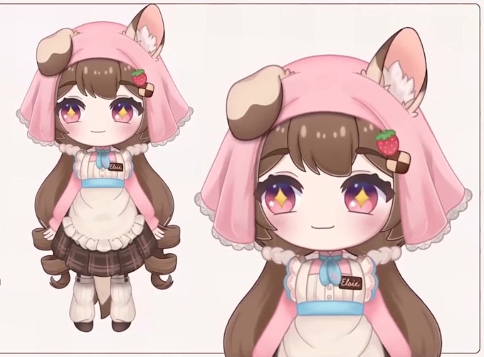 Draw a chibi live2d vtuber model and rigging for streamer character ...