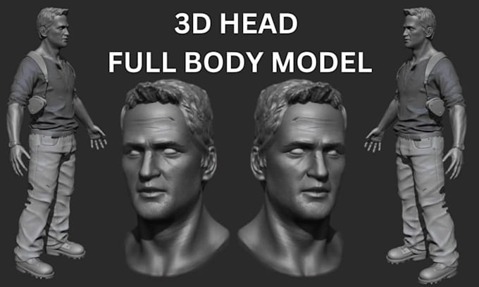 Sculpt 3d head, face, bust model, portrait, 3d full body model for 3d ...