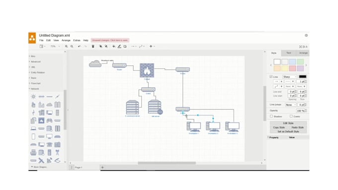 Design network diagram in microsoft visio and draw io by Zabinnet | Fiverr