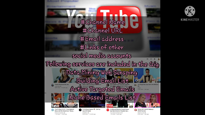 Give you an email list of youtubers by Mahumbhatti5 | Fiverr
