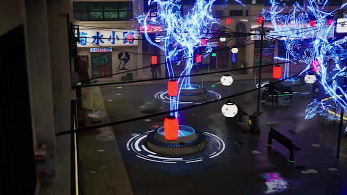 Design cyberpunk city 3d game environment 3d landscape design walking ...