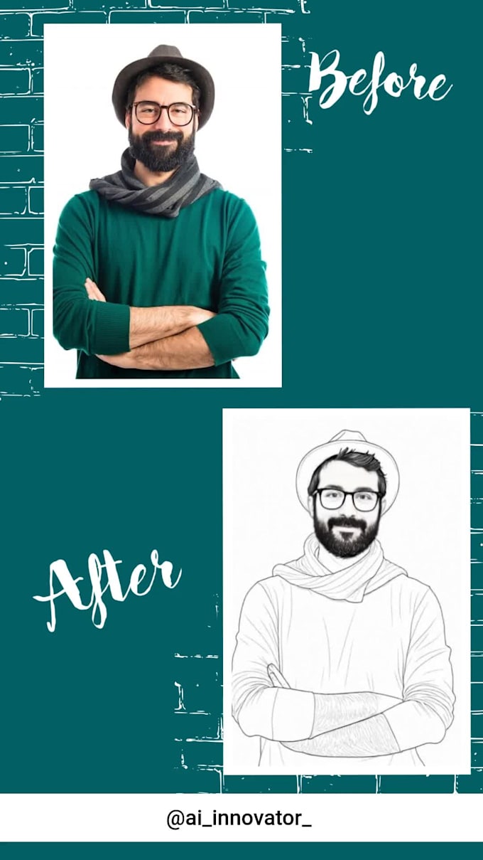 Unique sketch outlines from your photos perfect gift by Ai_innovator ...