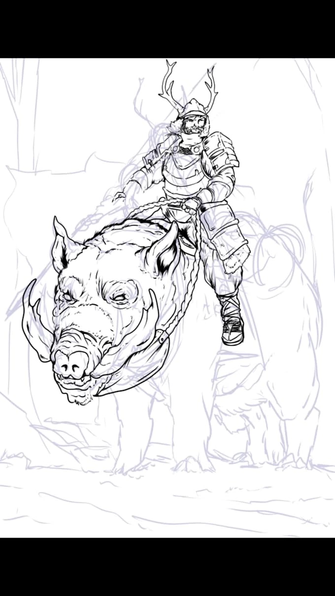 Create a fantasy character dnd line art style by Redgy_art | Fiverr