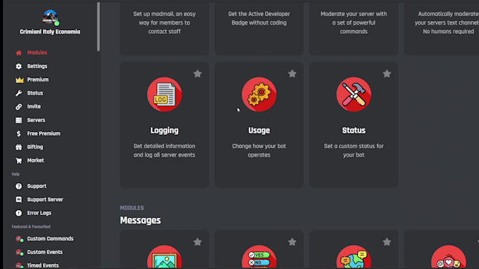 Create discord chat bot with online dashboard by Karsten7b | Fiverr