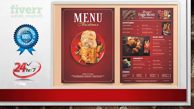 Design amazing editable trifold food restaurant menu card by Wahab ...