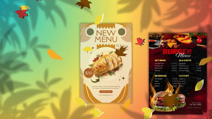 Design modern animated ,tv screen creative awesome restaurant menu food ...
