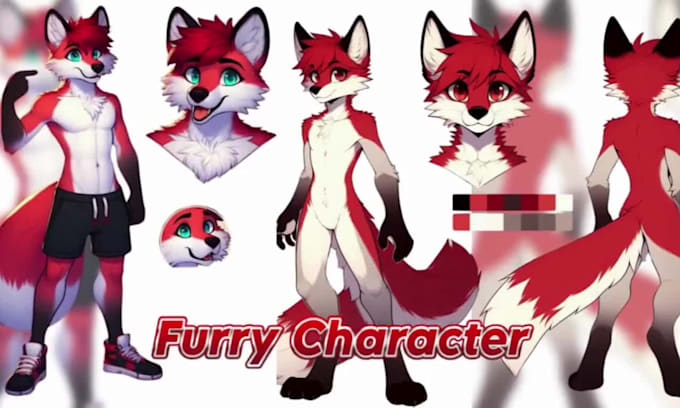 Draw furry character reference sheet, furry anthro nsfw oc ref sheet fursuit by Nancyt454 | Fiverr