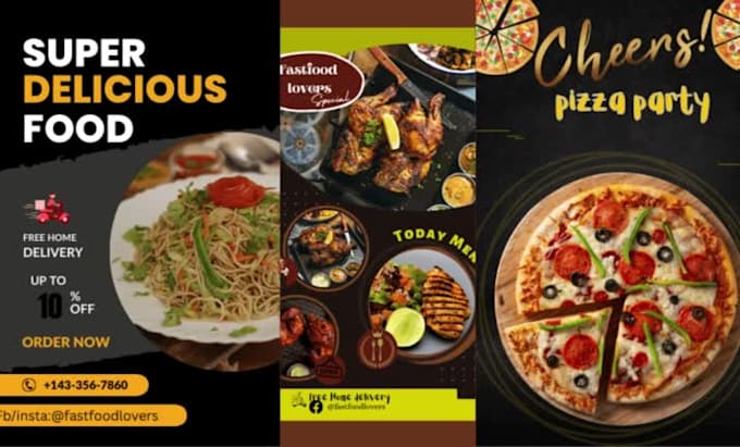 Create unique food posters ,flyers ,and menu by Fizza_designe | Fiverr
