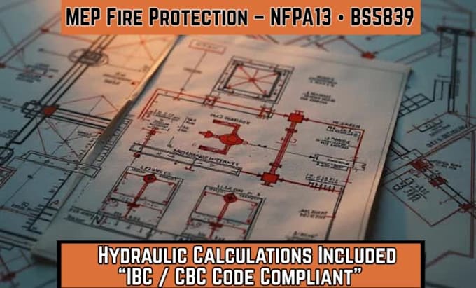 Design mep fire alarm protection, sprinkler co2, fm200 plan, nfpa13 bs ...