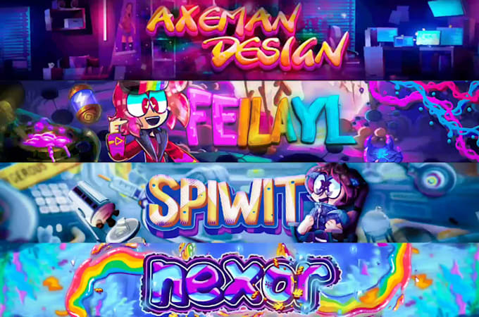 Draw a cartoon gaming banner and pfp for youtube by Snipe_design | Fiverr