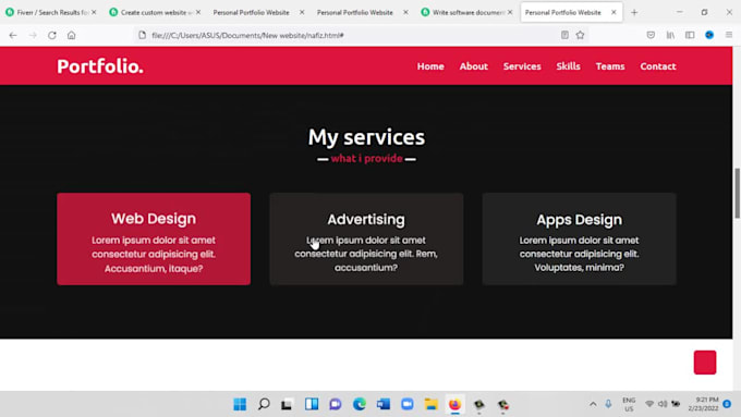 Do responsive portfolio website using html css or javascript by ...