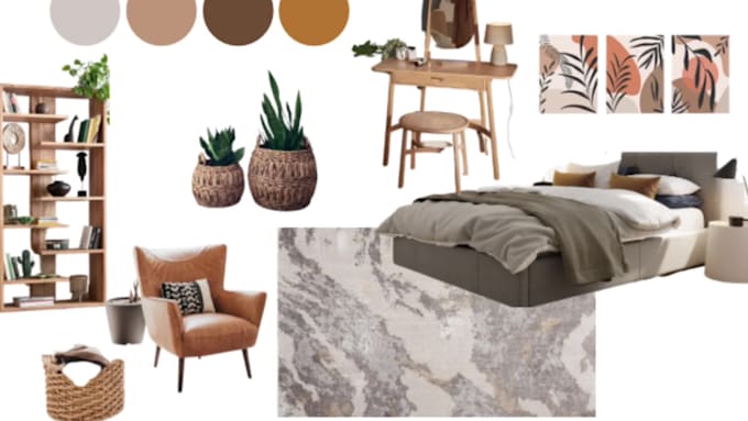 Create moodboard for a room with 2d furniture placement by Daniashahid8 | Fiverr