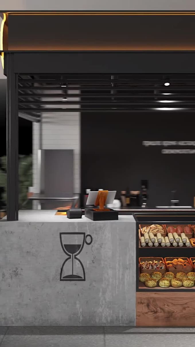 Render 3d interior, cafe interior, shop cafe restaurant, design in ...