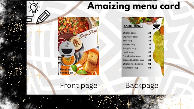 Design amazing menu card and digital menu by Saivithya | Fiverr