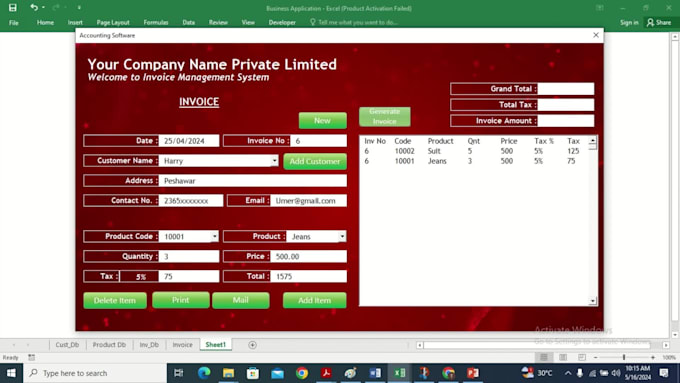 Manage invoice, inventory, pos in excel by Talhatariq9026 | Fiverr
