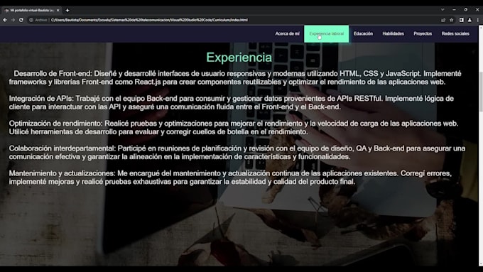 Create your responsive web portfolio using html css and js by Bautistalegno | Fiverr