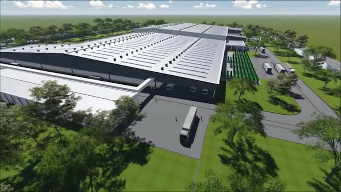 Design 3d warehouse industrial factory building 3d facility commercial ...