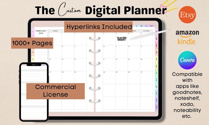 Design custom digital planner or journal for etsy or commercial use by ...