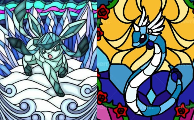 Draw quality digimon pokemon fakemon in stained glass style by Thymo ...